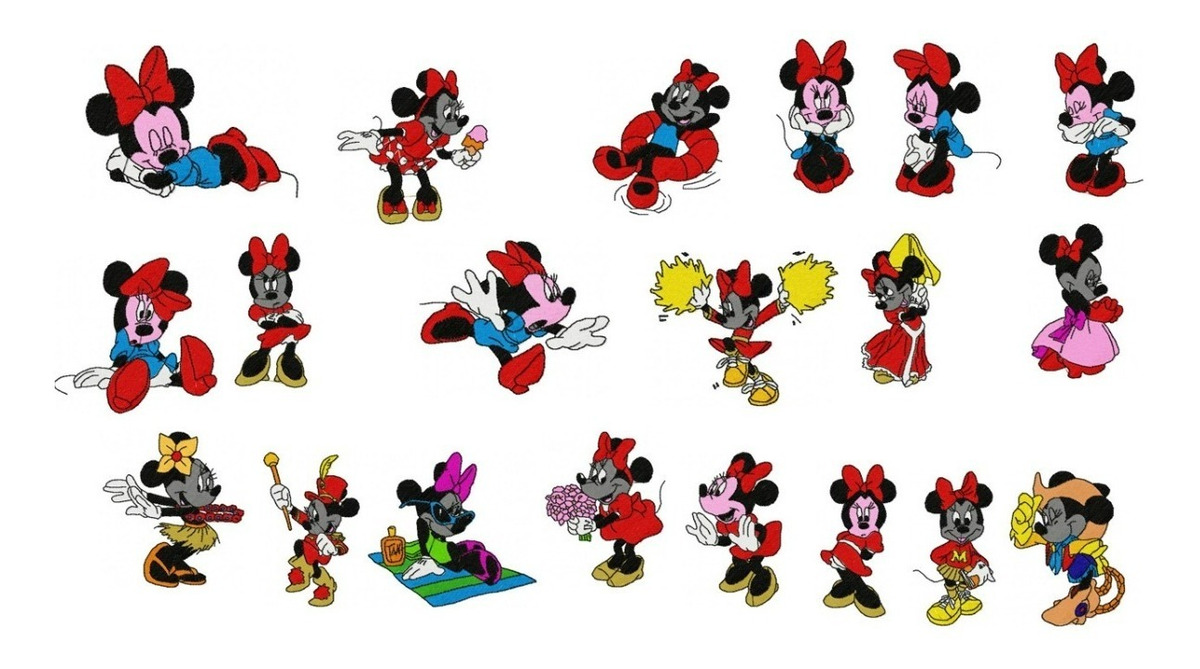 Matriz De Bordado Minnie Mouse 20 Desenhos Pes Disney