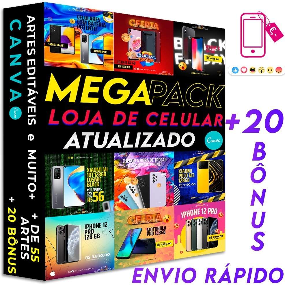 Pack 55 Artes Editáveis Para Loja De Celular Para O Canva Arquivos
