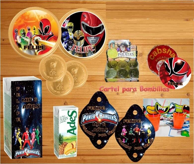 Power Rangers Kit Imprimible Candy Bar Editable Promo2*1