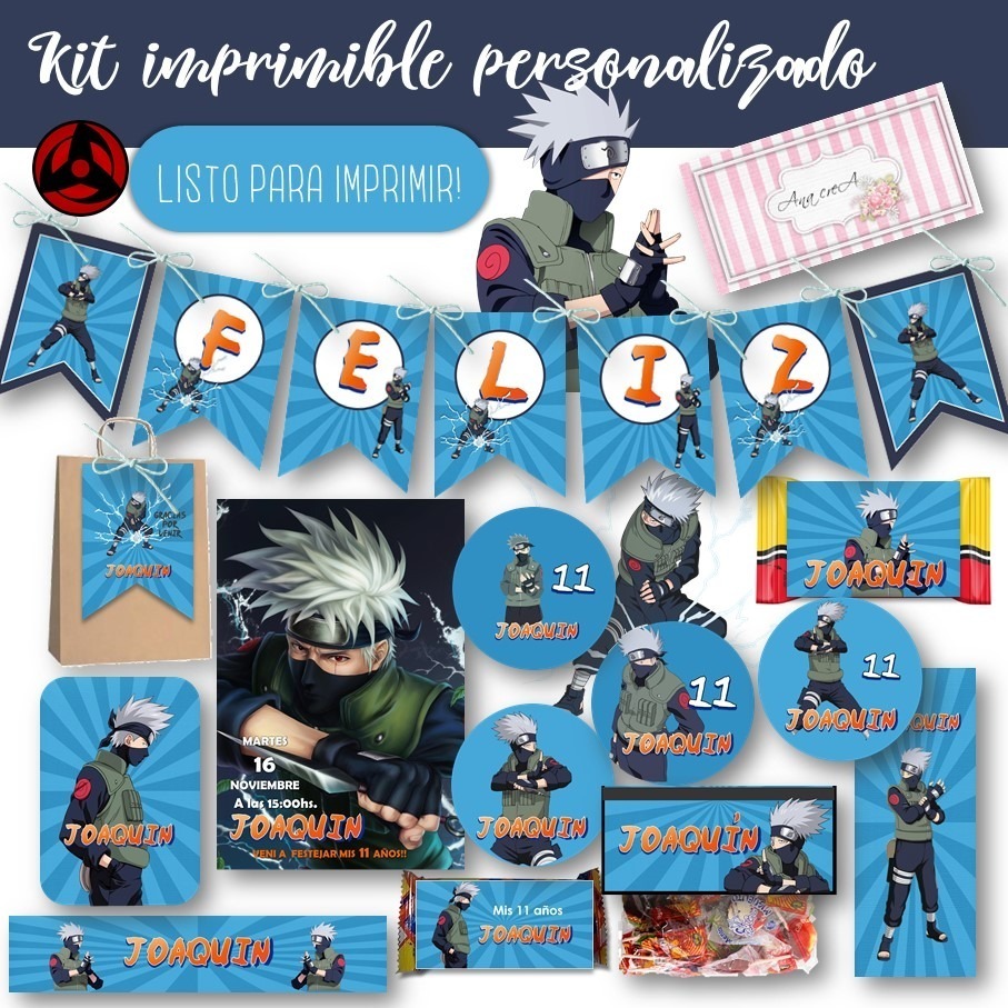 Kit Imprimible Kakashi Mod.1 Deco Candy Bar Personalizado
