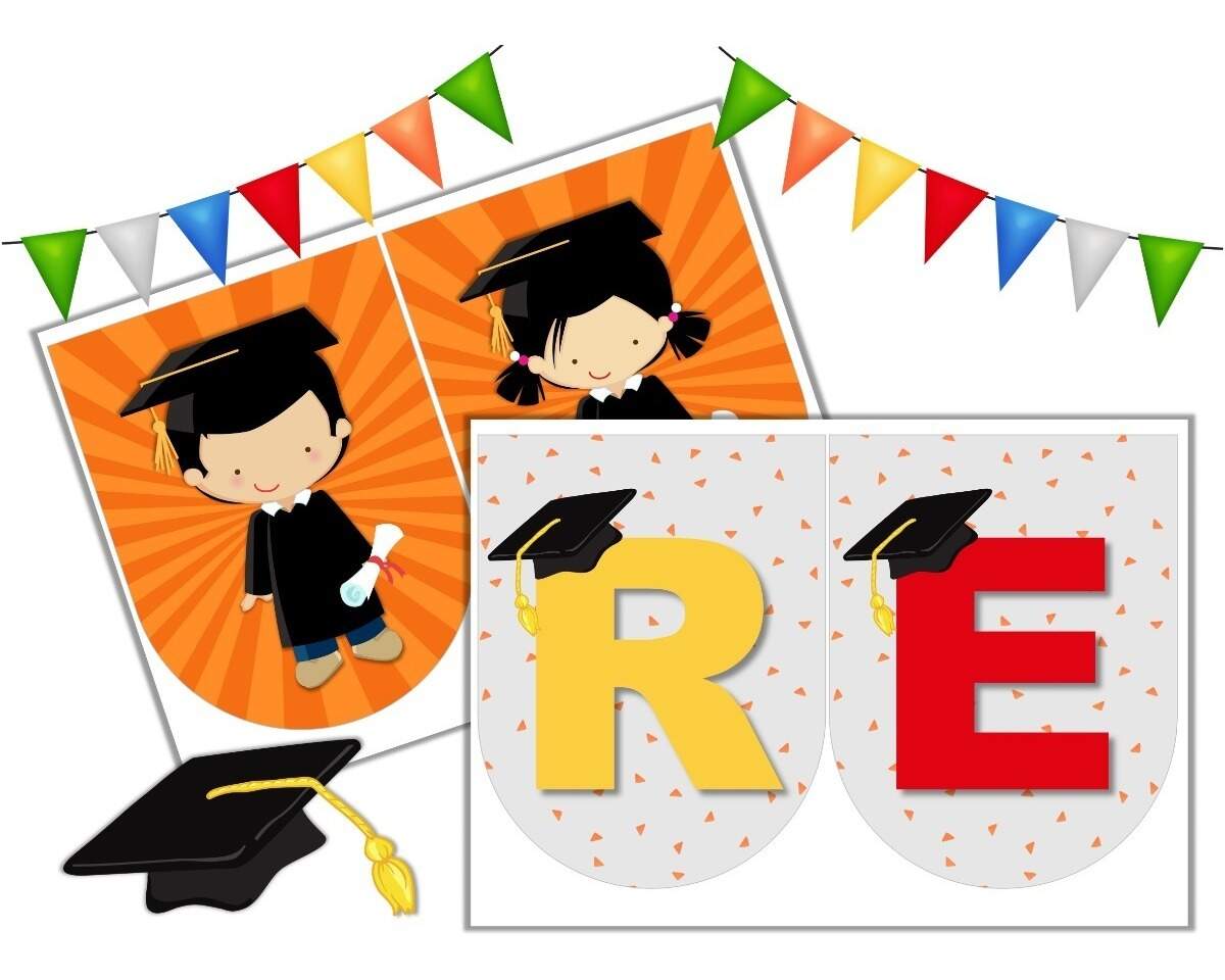 Banderín Imprimible Egresaditos Niños Jardín