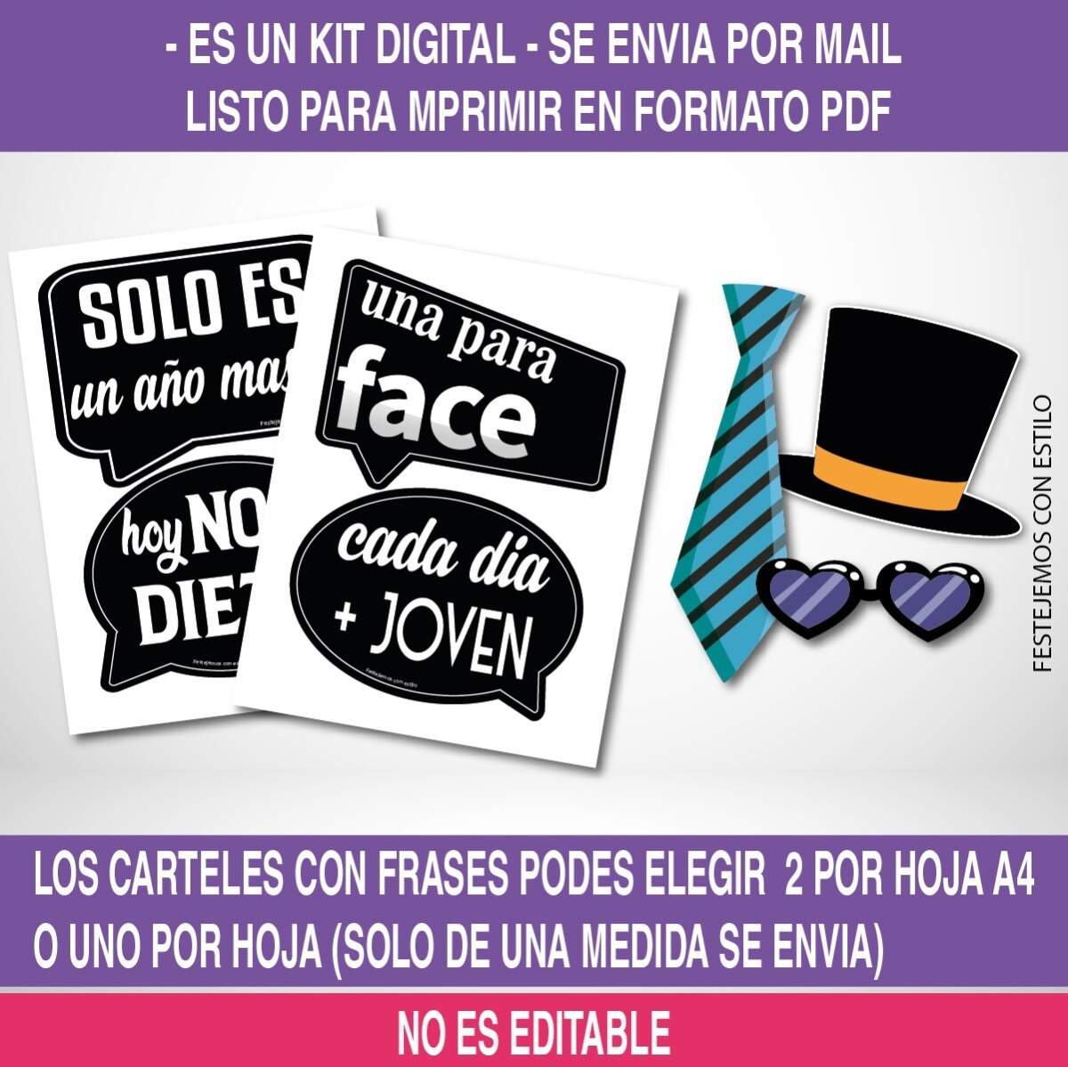 Photo Booth Props Imprimible Carteles Fotos Para Cumples