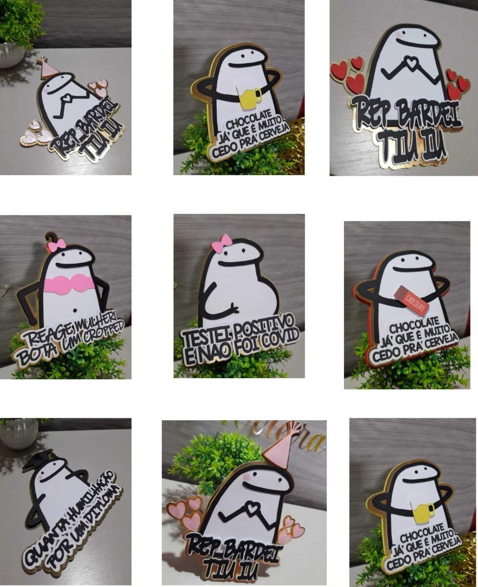 Kit Arquivos Topper Topo De Bolo Bento Flork Memes Studio