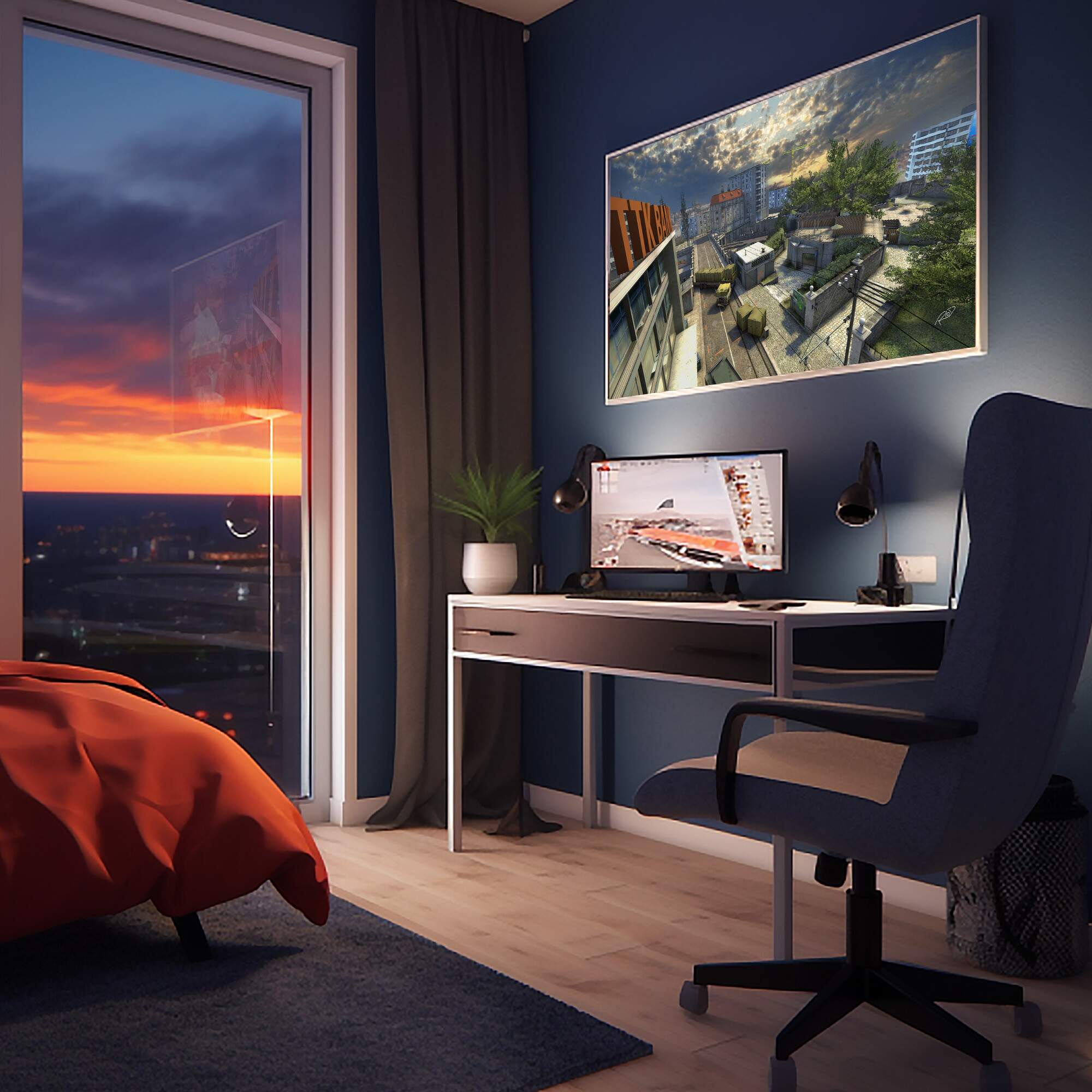 Quadro decorativo 3 telas Foco Execução e Disciplina