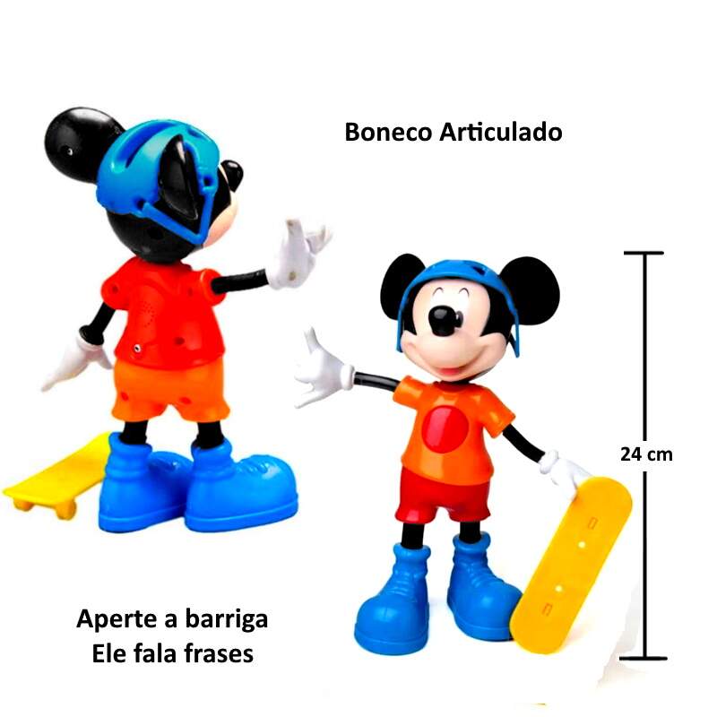 Boneco do Mickey Mouse Radical Articulado com Falas 24cm Elka