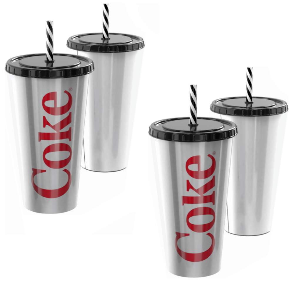 Copo da Coca-Cola para Suco e Refrigerante 700ml com Tampa e Canudo Kit ...