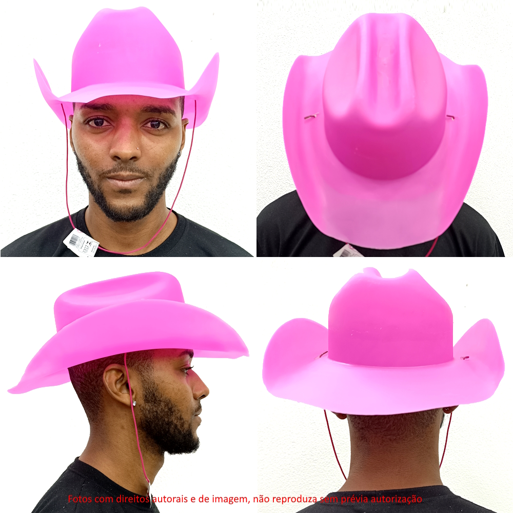 2 Chapéus Rosa de Cowboy Vaqueiro Adulto e Infantil Festa Junina