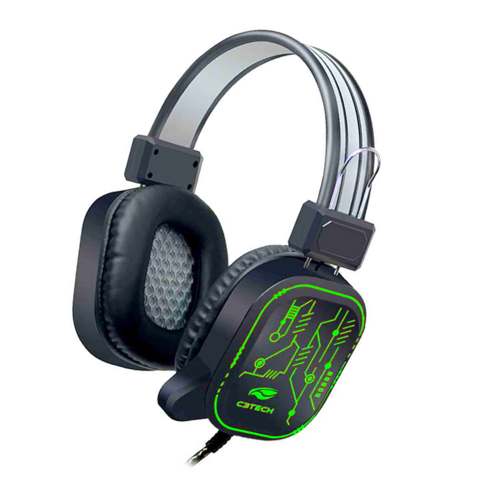 Headset Gamer C3 Tech, USB Preto CRANE Multicores PH-G320BK