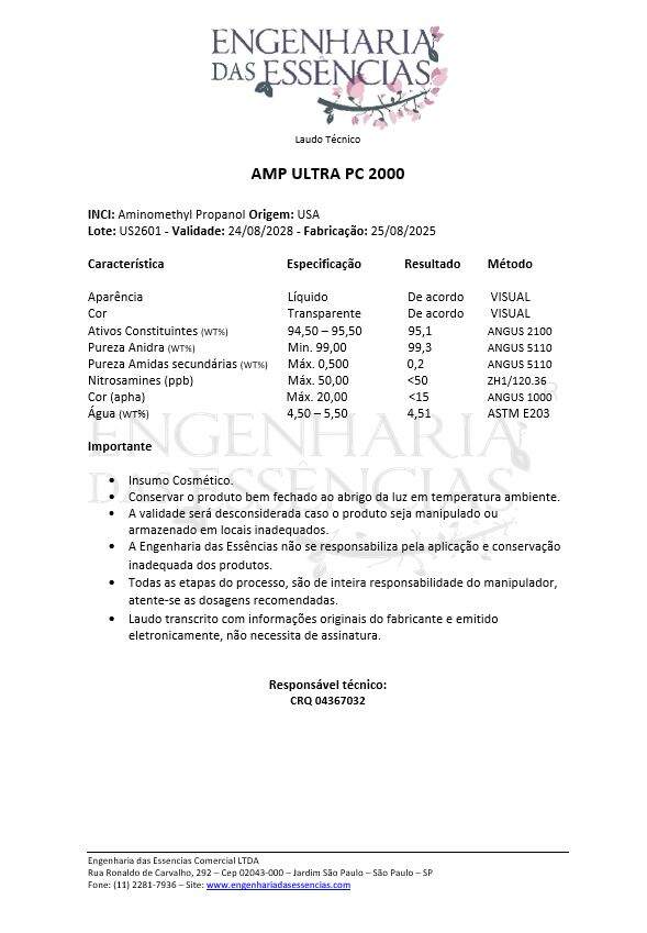 AMP ULTRA PC 2000 - Opções: 24/08/2028 - Engenharia das Essências ...