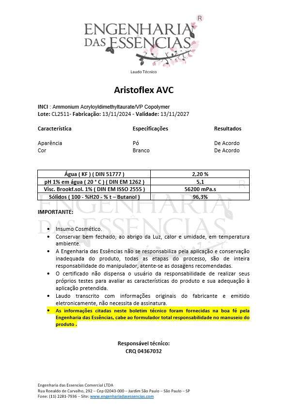 Aristoflex AVC - Opções : 13/11/2027 - Engenharia das Essências ...