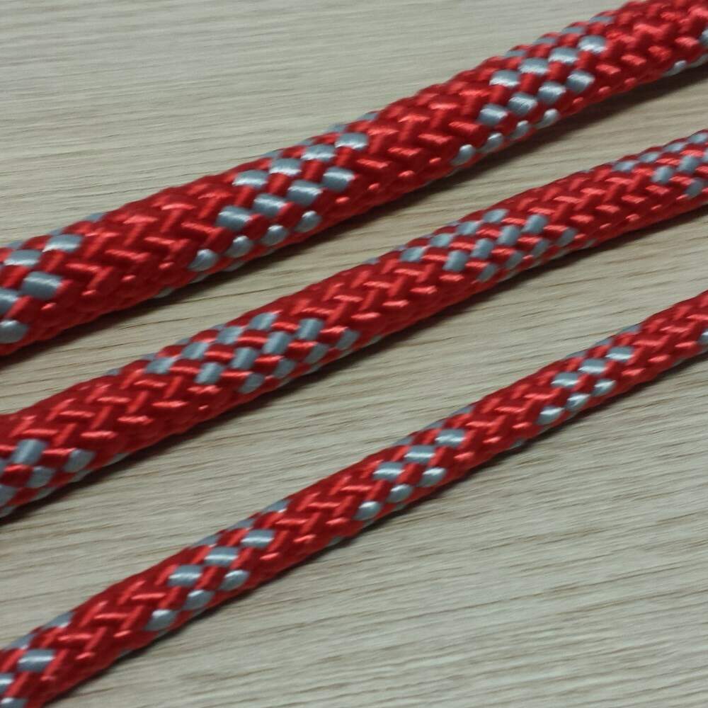 Kit 10 Metros Cabo Náutico Pré-Estirado 8mm Vermelho Com Cinza