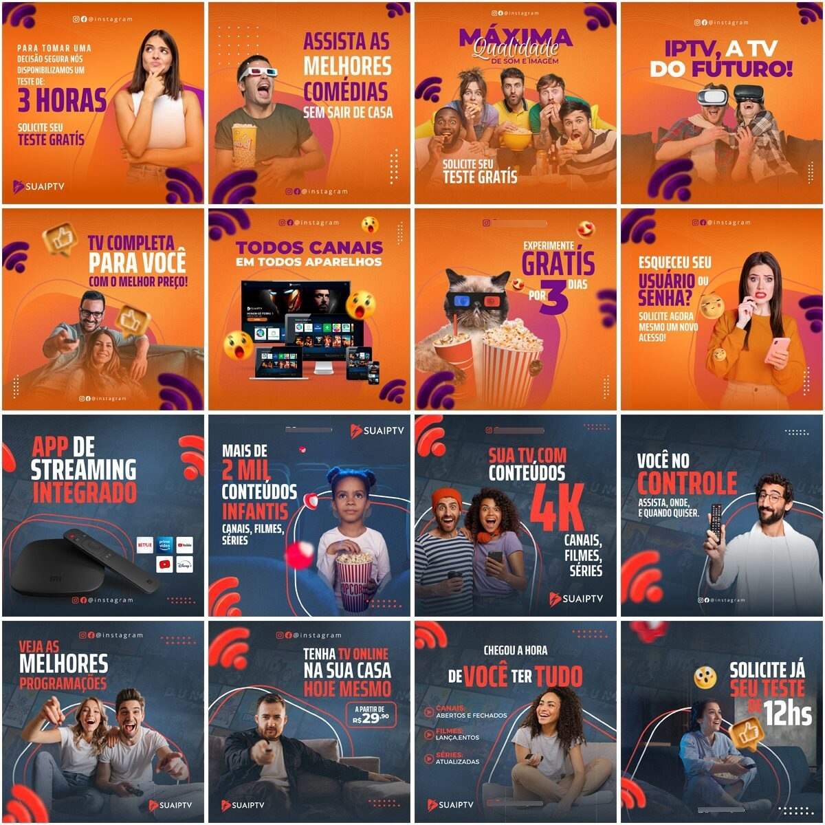 Pack Iptv Editável Direto No Canva - 50 Artes