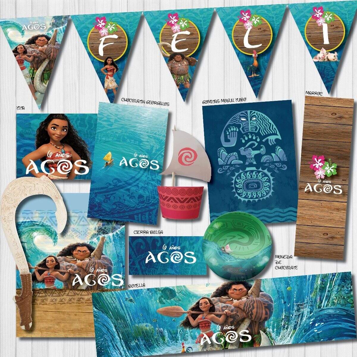 Kit Imprimible Moana Candy Bar Nena Personalizado