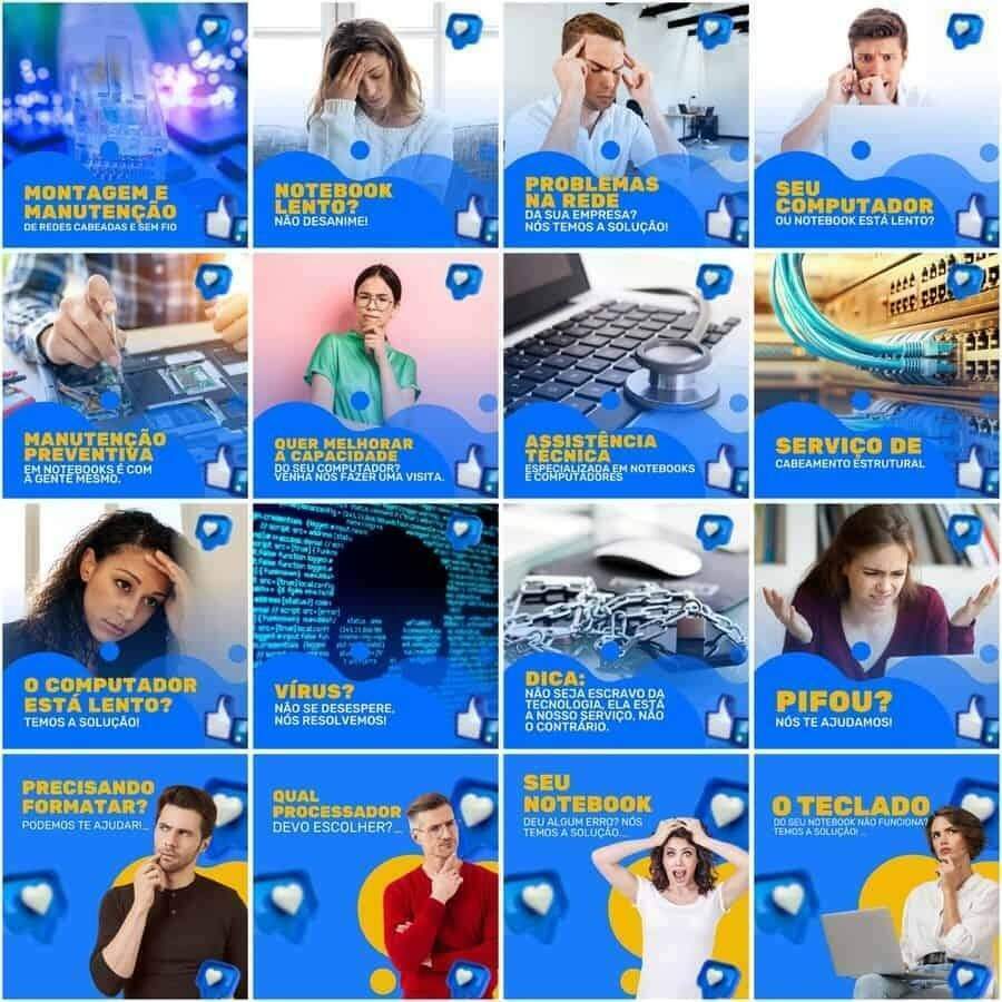 Pack Canva Informática Template Editavel 200 Artes +legendas