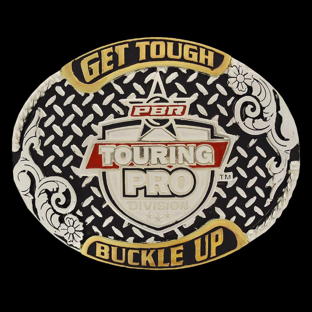 Fivela PBR Get Tough Buckle Up com Fundo Negro 14494 - Rodeo West