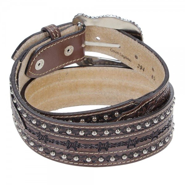 Cinto Country de Couro Bordado com Rebites Paul Western Unissex 23503 ...