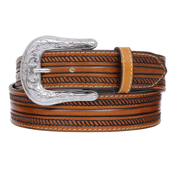 Cinto Country em Couro com Bordado de Corda Cow Way 28926 - Rodeo West