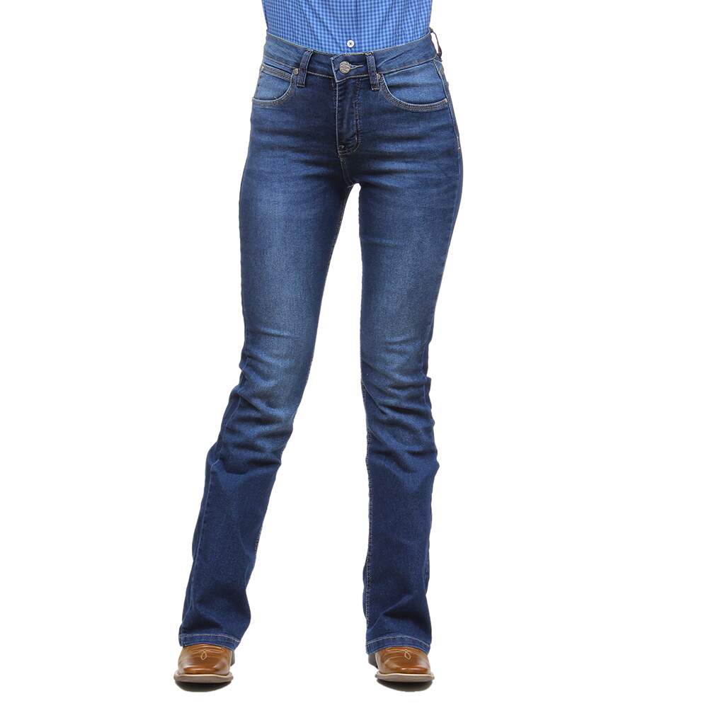Calça Jeans Feminina Azul Boot Cut com Elastano Original Wrangler 33737 ...