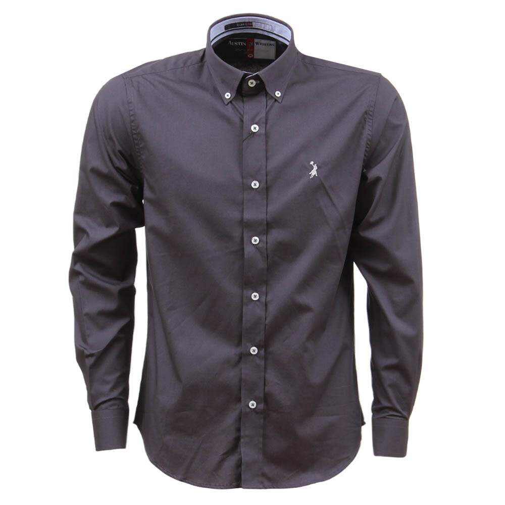 Camisa Masculina Manga Longa Cinza Austin Western 33926 - Rodeo West