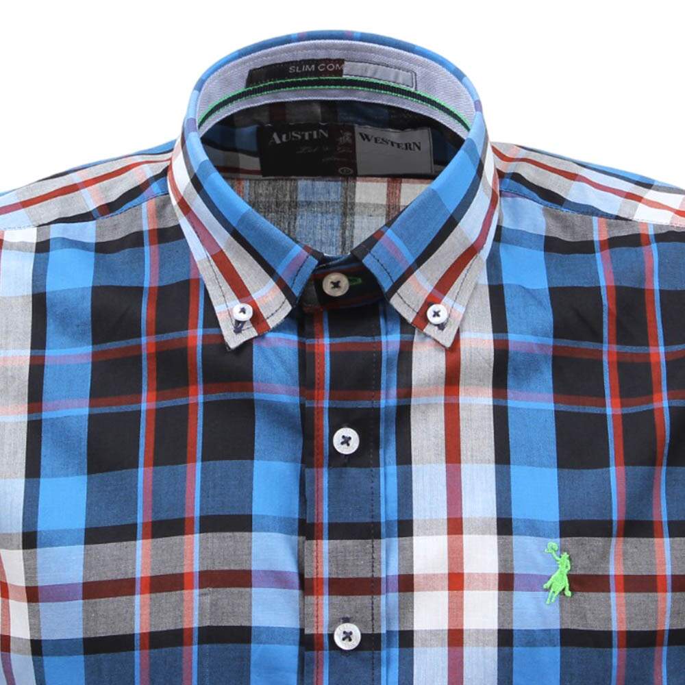 Camisa Masculina Xadrez Azul Austin Western 33939 - Rodeo West