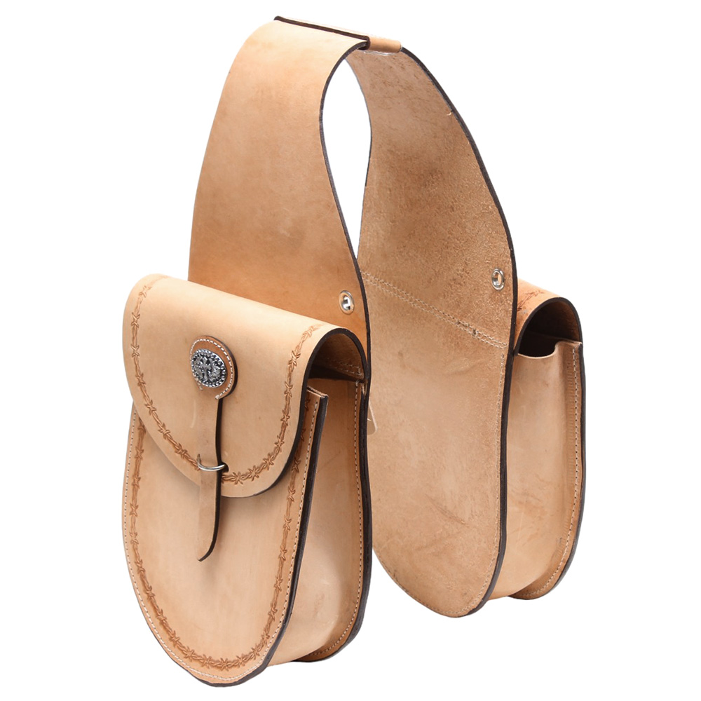 Alforge De Couro Liso Natural de Cruz Pyramid 37052 - Rodeo West