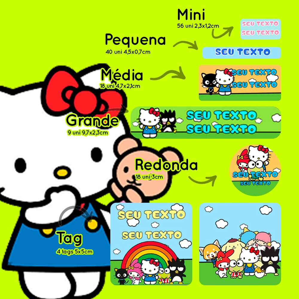 Kit Etiquetas Escolares - Hello Kitty Azul - Etiquetei